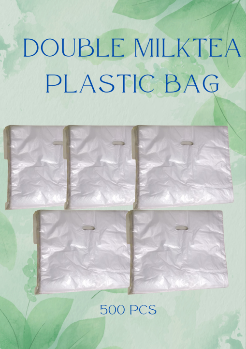 Double Pouch / Single pouch Milk Tea Plastic take out bag 500 pcs ...