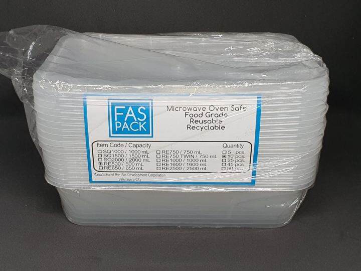 Fas Pack Microwavable Food Container RE500/RE750/RE750 Twin/RE1000 ...