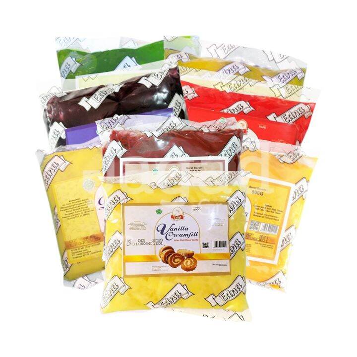 EDNA CREAMFILL 500 gr ALL VARIANT / SELAI / ISIAN KUE / ROTI /EDNA KEJU ...
