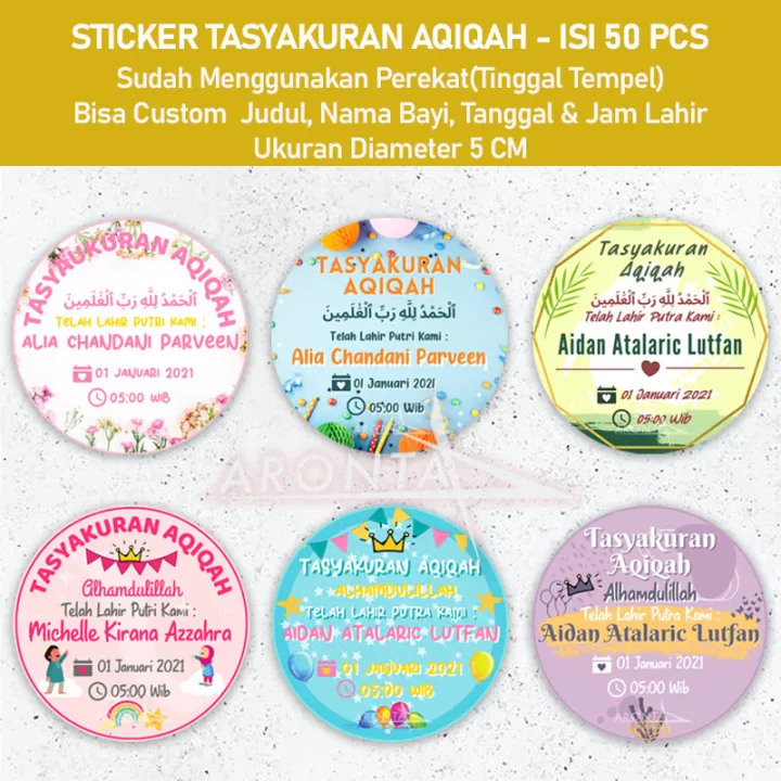 Isi 50 Sticker Aqiqah - Sticker Selapanan - Sticker Ucapan Aqiqah ...