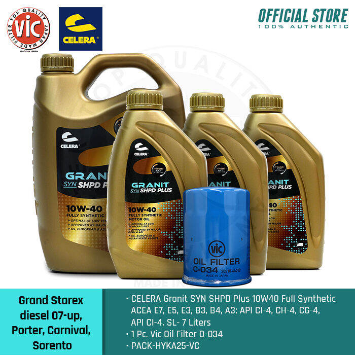 VIC Oil Filter C-034 + CELERA Granit SYN SHPD Plus 10W40 Full Synthetic ...
