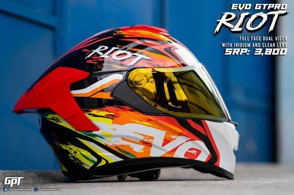 EVO GT-PRO RIOT RED FULL FACE DUAL VISOR WITH FREE CLEAR LENS | Lazada PH