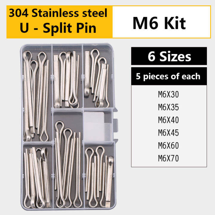 Stainless Steel U R Shape Split Cotter Clip Pins Set Spring Dowel ...