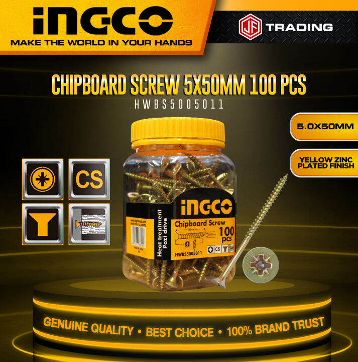 INGCO Chipboard Screw 5x50mm 100 pcs HWBS5005011 | Lazada PH
