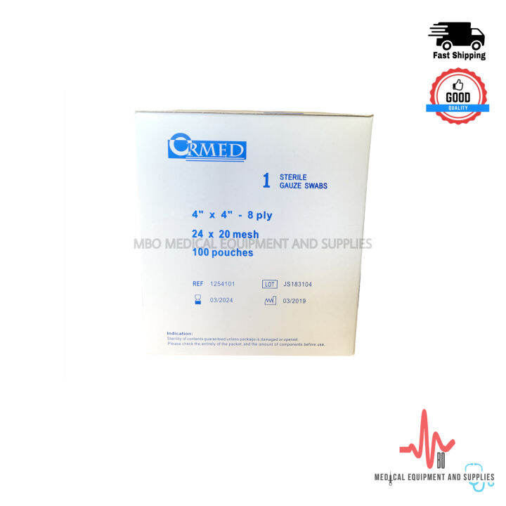 Ormed Sterile Gauze Swabs 4x4 1's, 100pcs/box | Lazada PH