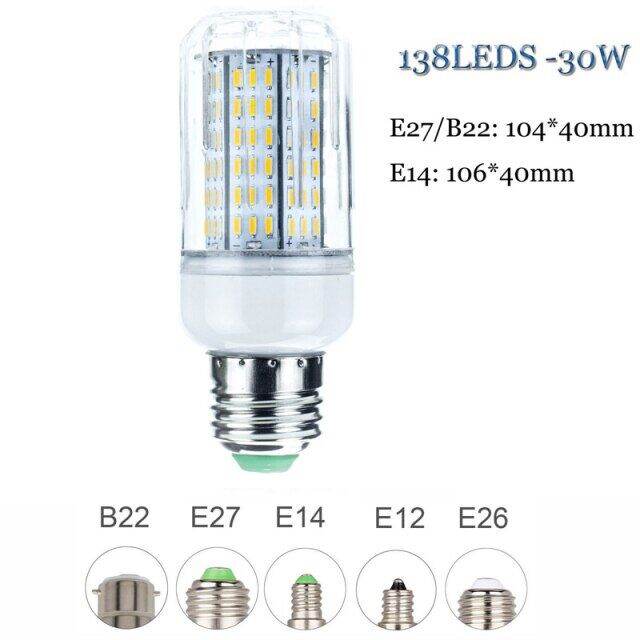 【⊕Good quality⊕】 jiangluye 10ชิ้นโคมไฟไฟขั้วเกลียว E14 E27 E12 10W 20W 25W 30W 4014 Smd โคมไฟ ...