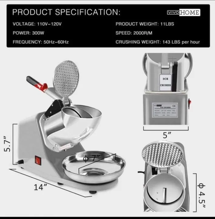 Ice Crusher / Electric Ice Smashing Machine / Stainless Steel Heavy ...