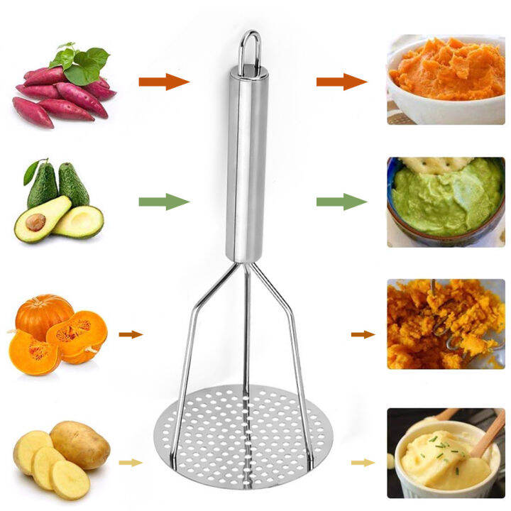 LO 【Ready】 Heavy Duty Stainless Steel Potato Masher with Handle for ...