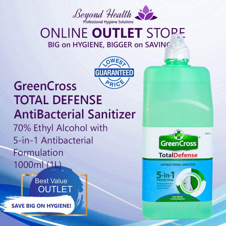 GreenCross TOTAL DEFENSE AntiBacterial Sanitizer 70% Ethyl Alcohol with ...