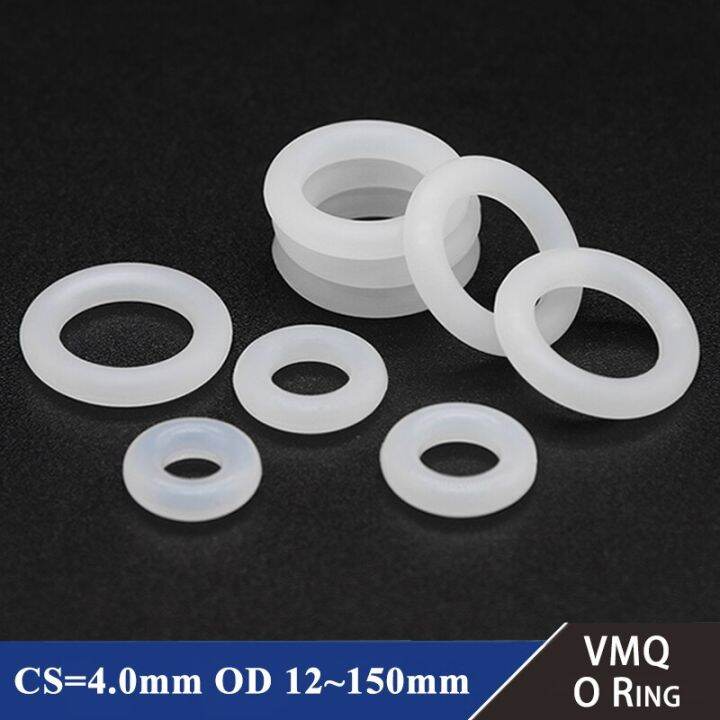 10/50Pcs White Food Grade Silicone O Ring Gasket CS 4mm OD 12 ~ 150mm ...
