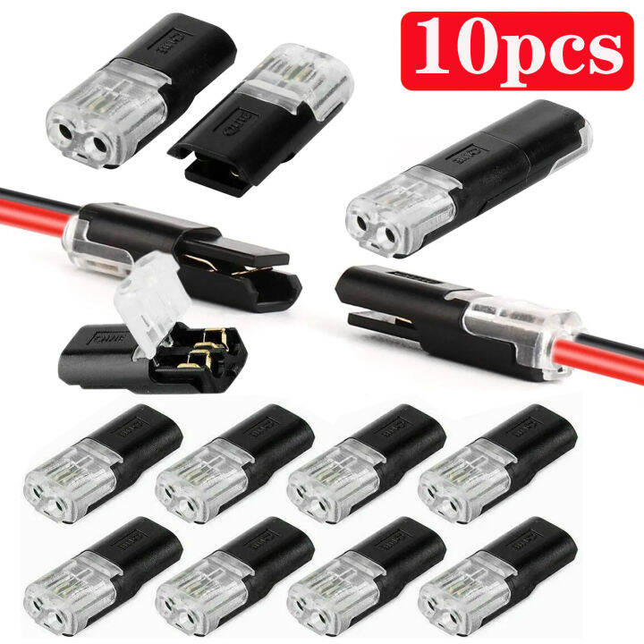 10pcs 2pin Pluggable Wire Connector Quick Splice Electrical Cable Crimp ...