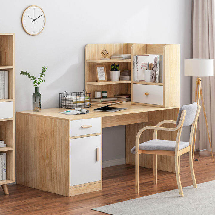 120CM Wooden Computer Table With Drawer Study Table With Side ...