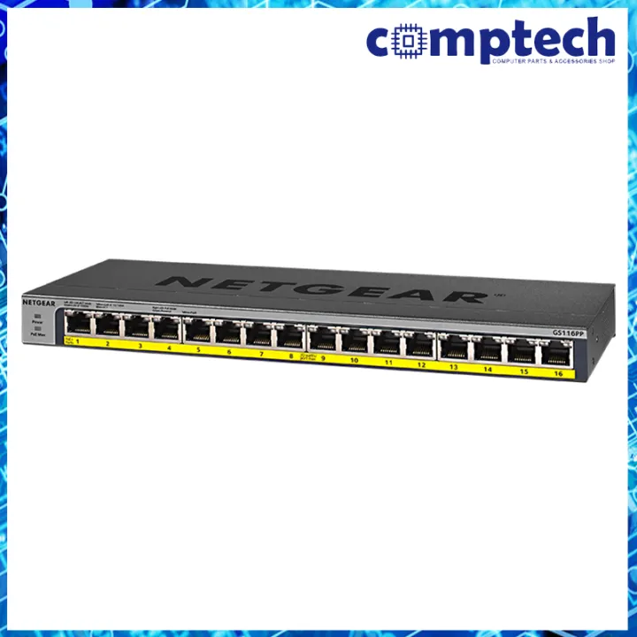 16-Port Gigabit Ethernet Unmanaged PoE/PoE+ Switch w/ FlexPoE - 183W ...