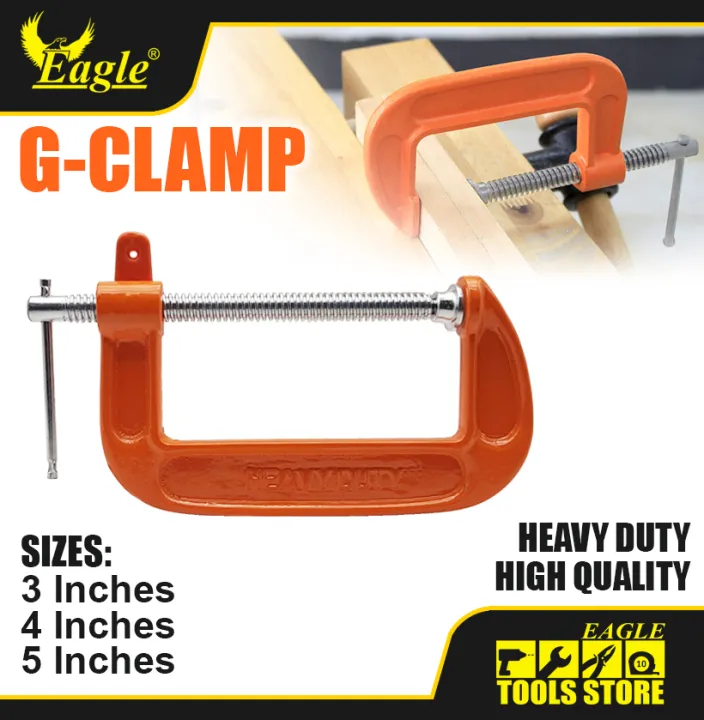 Heavy Duty G-Clamp 3/4/5 Inches Strong C Clamp Eagle Professional Tools ...