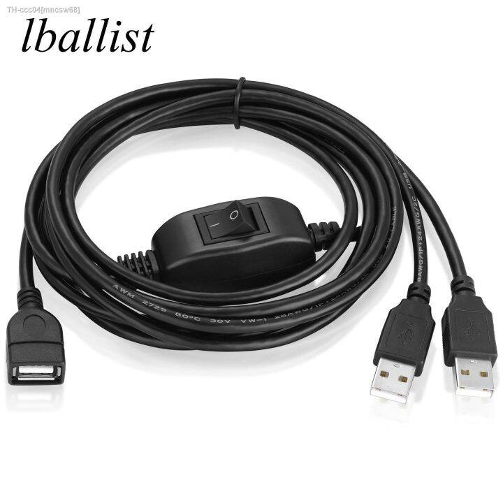 lballist Dual USB 2.0 Type A Male to Female With Switch Y Splitter Data ...