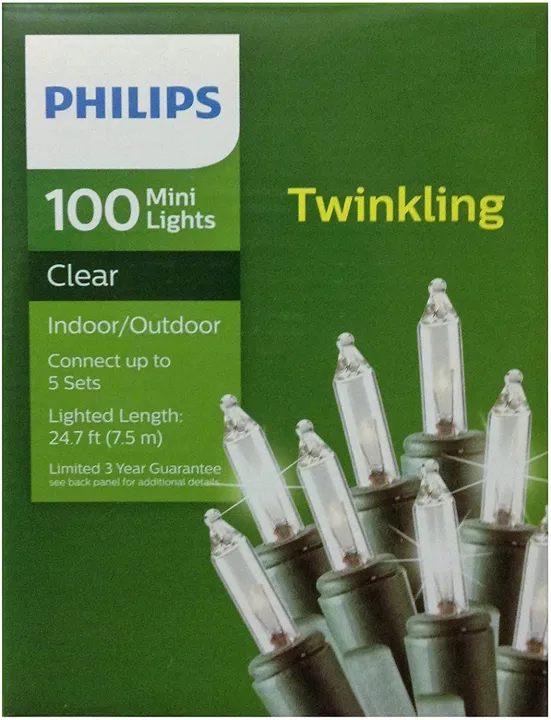 2 Boxes of Philips (100 Twinkling Clear Mini Light String w/Green Wire ...