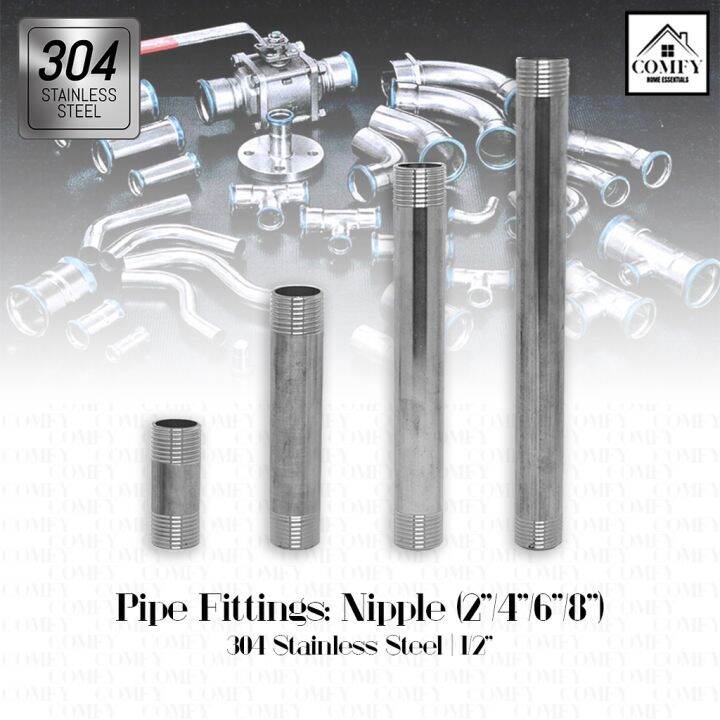 SUS304 Stainless Steel Pipe Fittings 1/2" Inches Size Nipple Fitting 2 ...