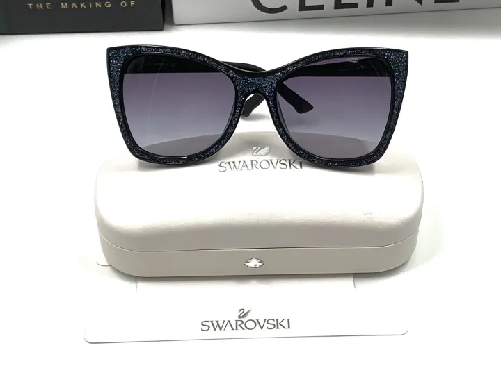 Swarovski แว่นตากันแดด รุ่น Farrel SW109-F 01B ( Black - Blue ...
