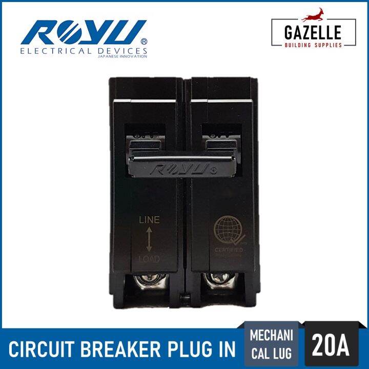 Royu Circuit Breaker Plug-In Mechanical Lug 2 Pole - 20A for Plug In ...