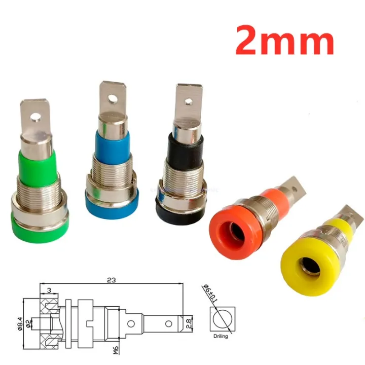 5Pcs Brass 2mm Banana Female Jack Chassis Panel Mount Socket Connector ...