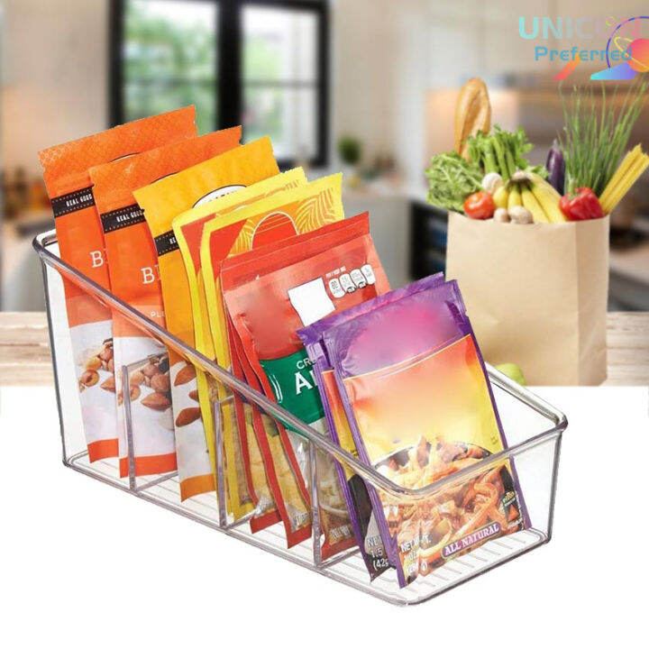 Large Plastic Food Packet Organizer Caddy Storage Station Transparent ...