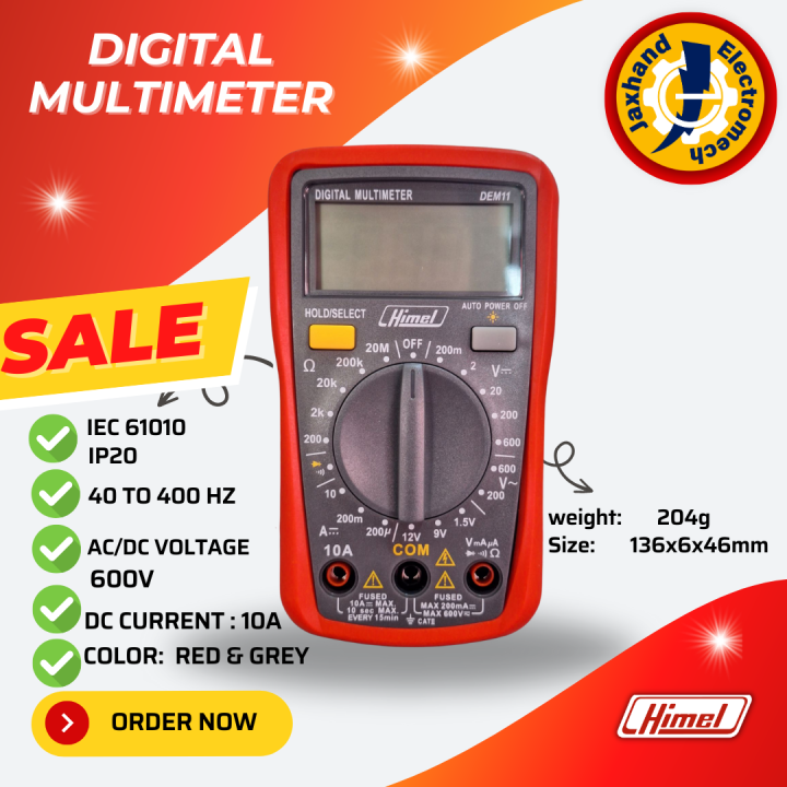Himel Digital Multimeter Model: HHEDMM, AC/DC600V, 10A, IEC61010 ...