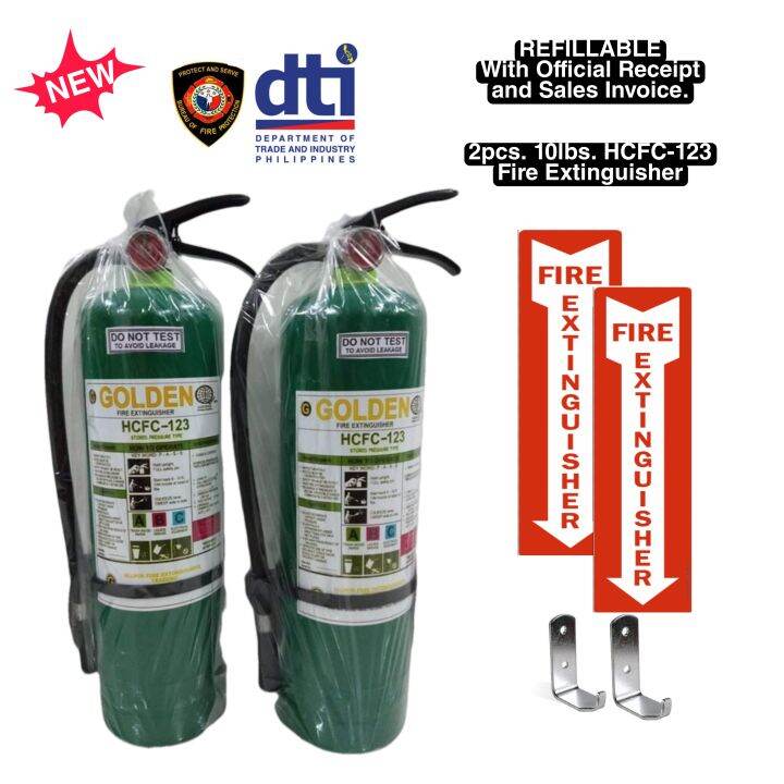 Fire Extinguisher 2 Pcs. 10 lbs. HCFC 123 Green 5 Years Warranty ...