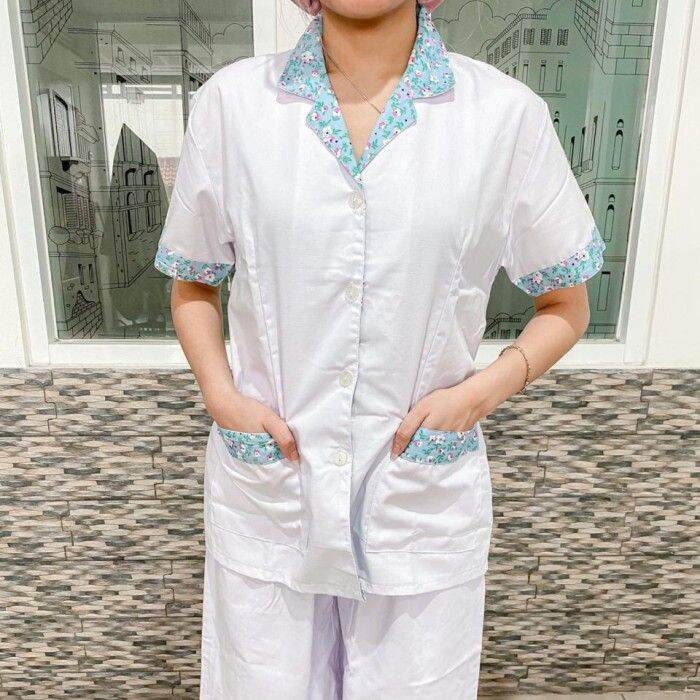 Baju Suster Anak Kulot Warna Biru Kombinasi Putih (S/M/L/XL) - S(F4S4 ...