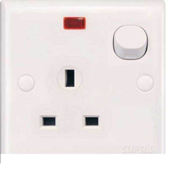 Schneider S-Classic Series 13A 1 Gang Switched Socket with Neon, White ...