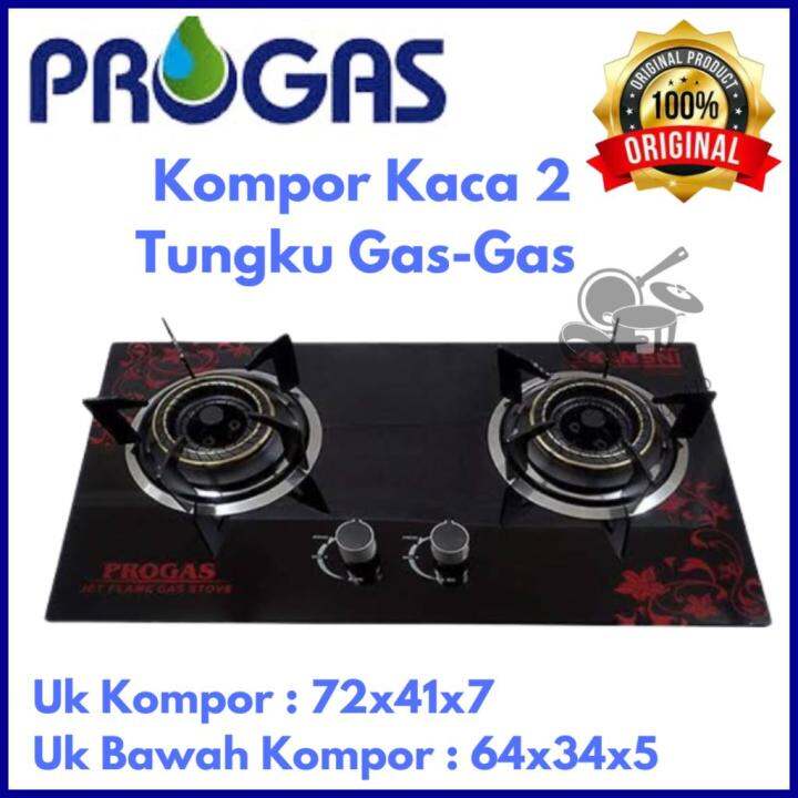 Kompor Kaca PROGAS 2 Tungku Mix Bara - Gas Gas / Kompor Tanam PROGAS 2 ...