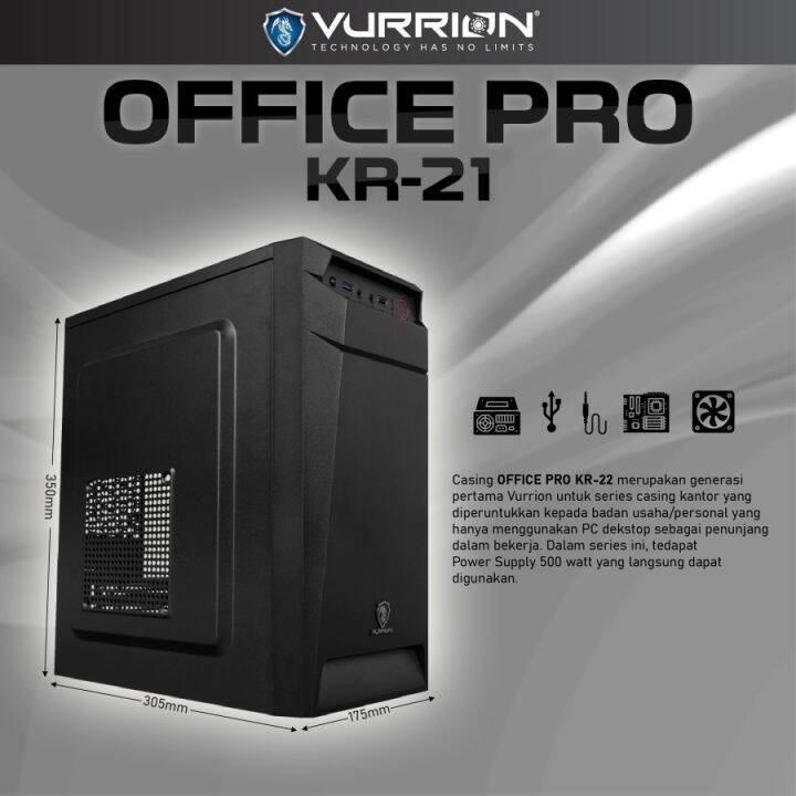 casing case Vurrion Office Pro KR21 Micro Atx PSU 500Watt m atx 500 watt w | Lazada Indonesia