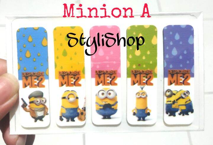Sticky Note Plastik Motif Minion dan Kartun, Stick Marker, Penanda Buku ...