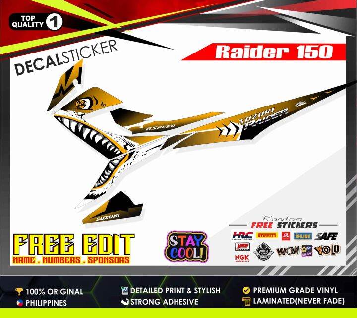 Suzuki Raider 150 Decals: High Quality Waterproof Shark Design ...
