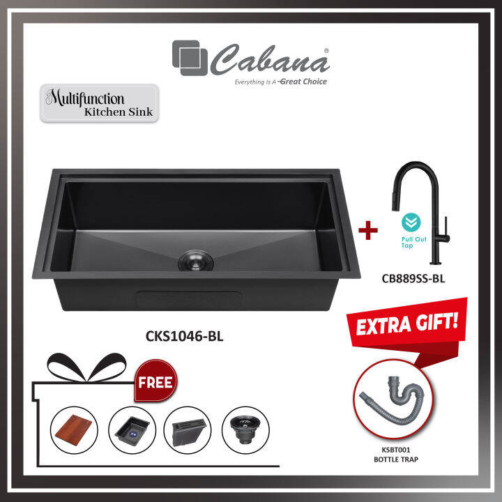 CABANA CKS1046-BL KOREAN STYLE MULTIFUNCTION KITCHEN SINK With Tap ...