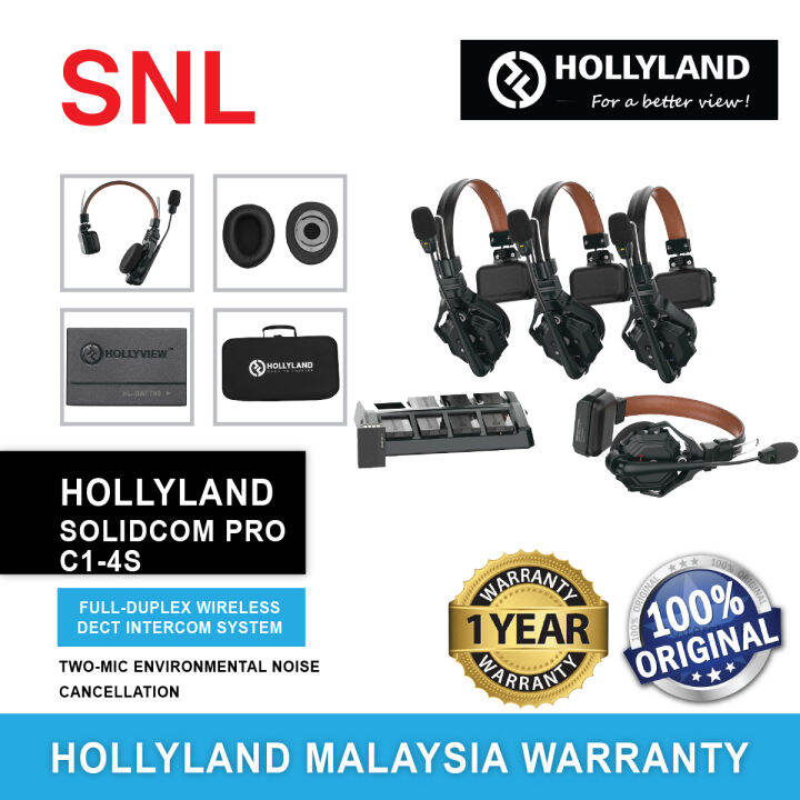 Hollyland Solidcom C1 Pro-4S Full-Duplex ENC Wireless Intercom System with 4 Headsets (1.9 GHz ...