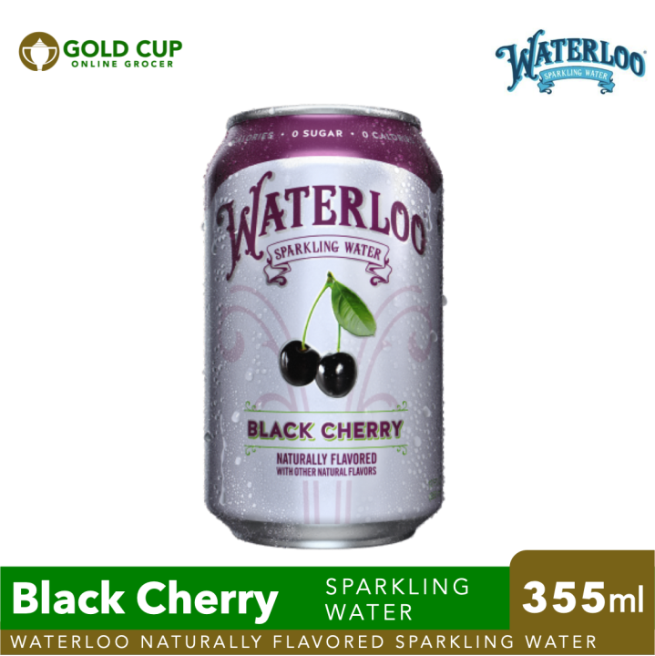 Waterloo Sparkling Water Black Cherry 355mL (Zero Calorie - Naturally Flavored) | Lazada PH