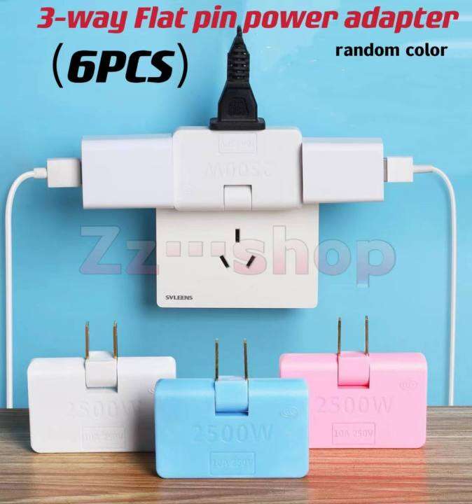 (6PCS) 3-way Rotatable Flat Pin Power Adaptor Socket with Adjustable ...