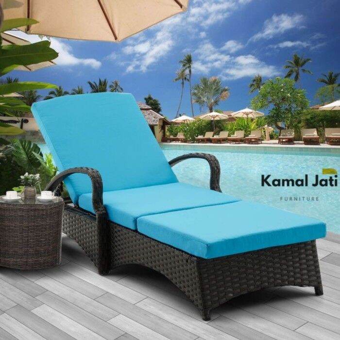 sunbed rattan pool lounger, kursi lonjer anyaman rotan berkualitas ...