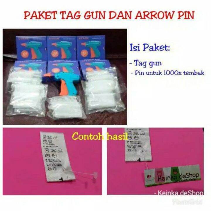 Paket alat tembak pistol bandrol gantung merk tag gun taggun isi arrow ...
