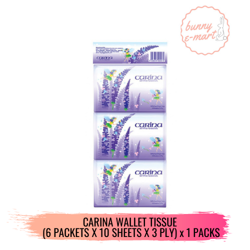Carina Wallet Tissue ( 6 packets x 10 sheets x 3 ply) x 1 pack | Lazada
