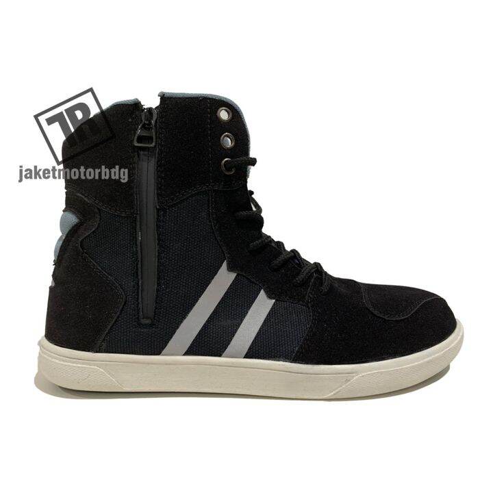 Sepatu Motor Touring Medium Hitam dengan List Reflector | Lazada Indonesia