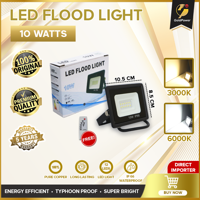 GoldPower LED Flood Light (10 Watts 12 LED) Daylight / Waterproof ...