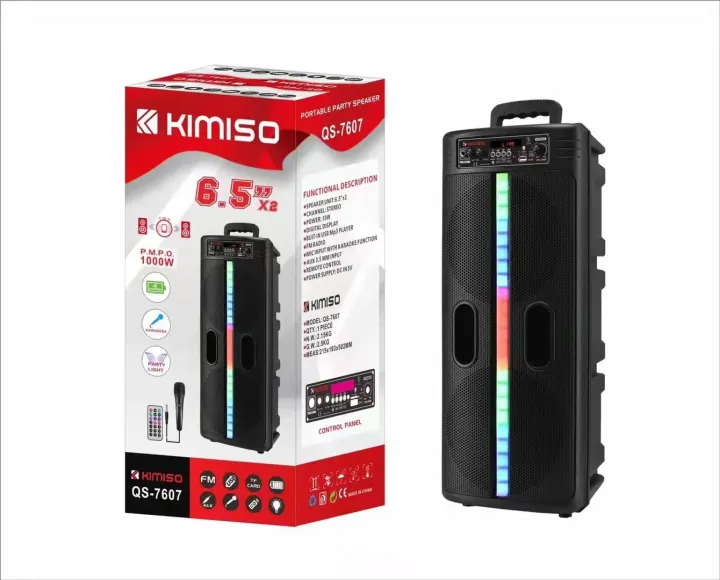 KIMISO QS-7607 PORTABLE PARTY SPEAKER WIRELESS SPEAKER(WITH MIC) 6.5 ...
