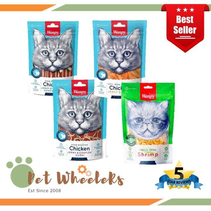 WANPY OVEN-ROASTED CHICKEN JERKY AND CODFISH CAT TREATS CAT SNACKS ...