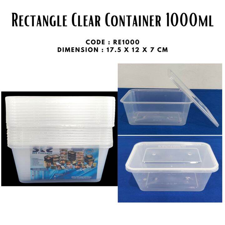 [ON HAND] RECTANGLE CLEAR CONTAINER 1000ML / TUPPERWARE / PLASTIC FOOD ...