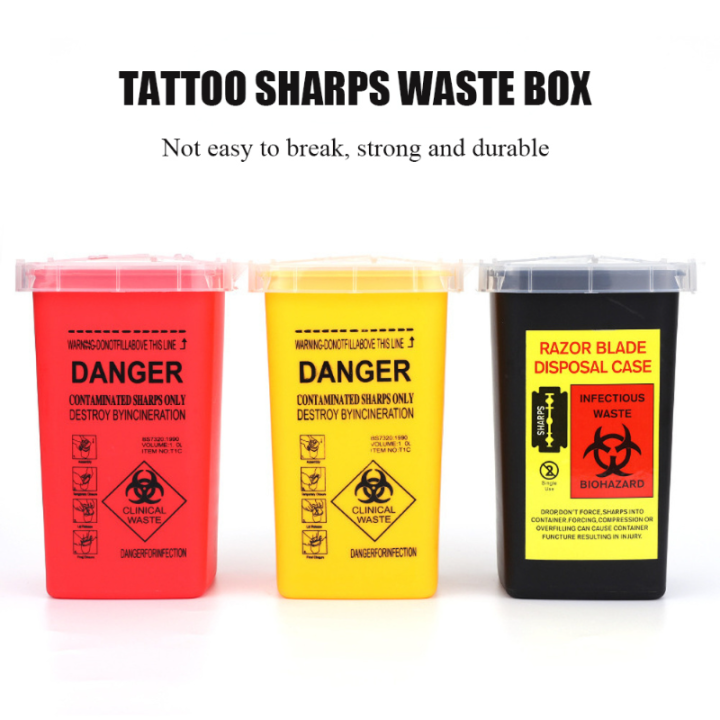1L Tattoo Equipment Sharps Collection Bucket Waste Tattoo Needle Glass ...