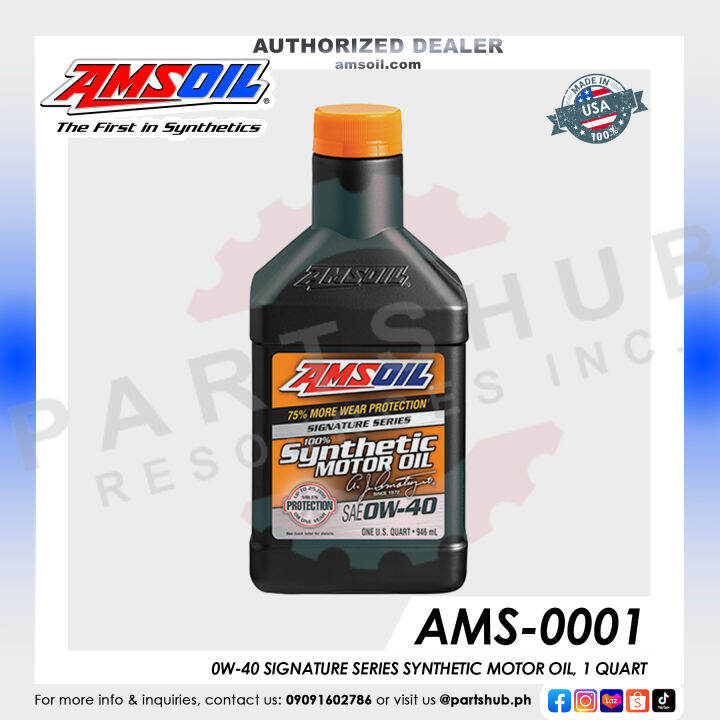 AMSOIL-0001 0W-40 SIGNATURE SERIES SYNTHETIC MOTOR OIL, 1 QUART | Lazada PH