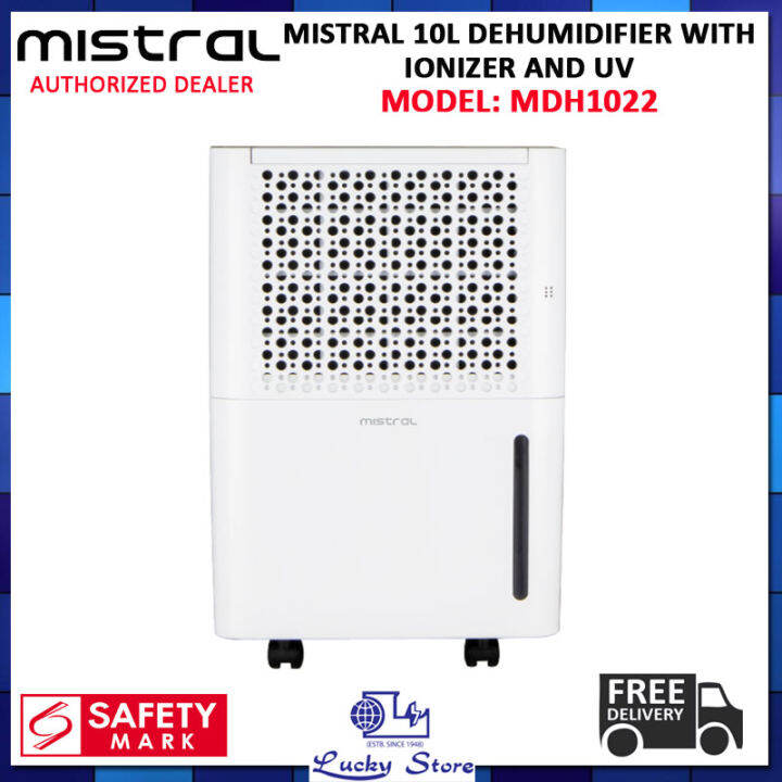 MISTRAL MDH1022 10L DEHUMIDIFIER WITH IONIZER AND UV, BUTTON CONTROL, CARBON FILTER, FREE ...