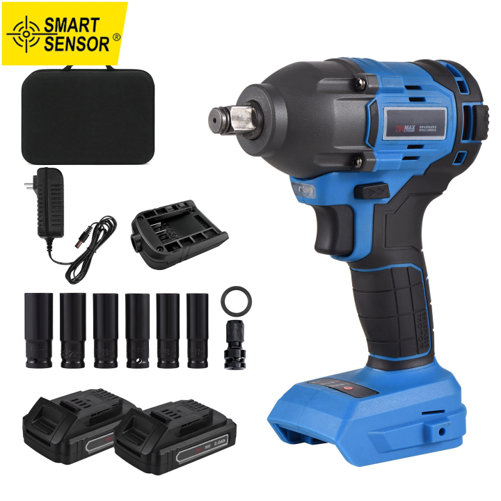Smart Sensor 20V Cordless Brushless Impact Wrench with 1/2in Chuck ...