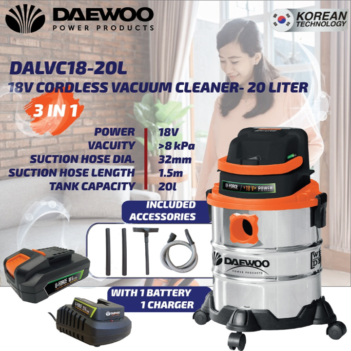 DAEWOO DALVC18-20L 18V 20L Lithium Vacuum Cleaner -6 Months Warranty ...